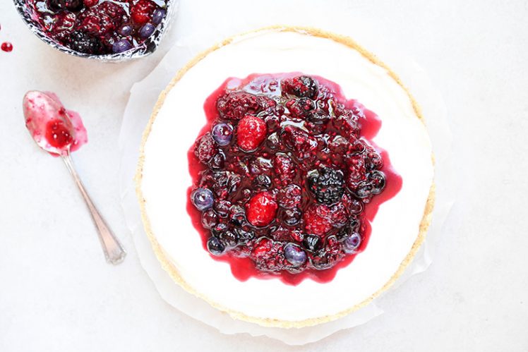 Triple Berry No-Bake Cheesecake with Amaretti Crust – Floating Kitchen