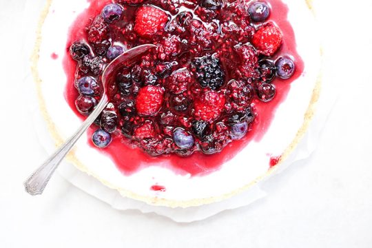 Triple Berry No-Bake Cheesecake with Amaretti Crust – Floating Kitchen