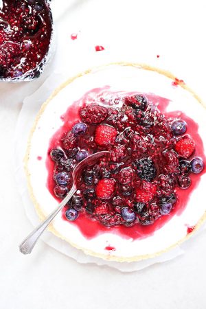 Triple Berry No-Bake Cheesecake with Amaretti Crust – Floating Kitchen