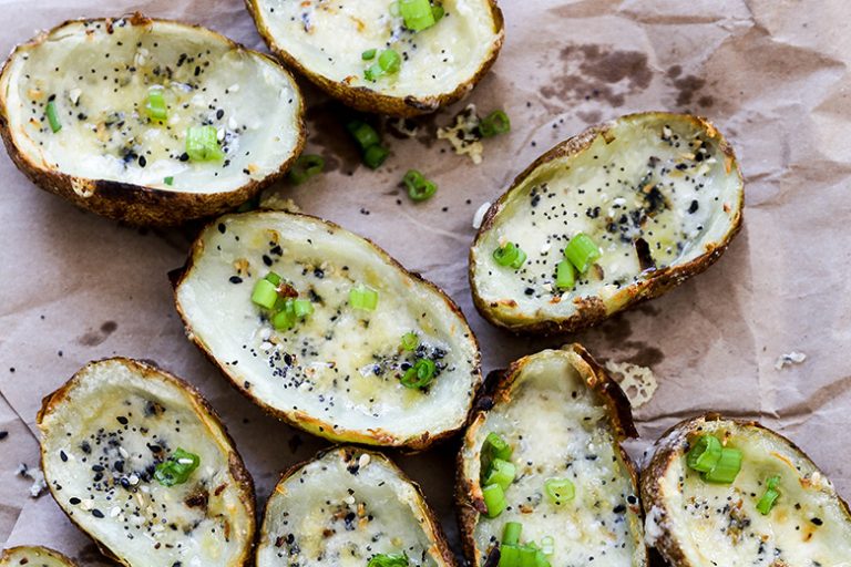Crispy Cheesy Everything Bagel Potato Skins – Floating Kitchen